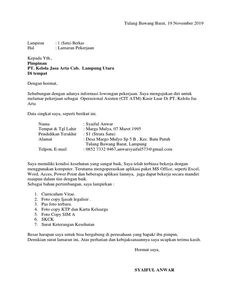 Lamaran Kerja Ipul | PDF