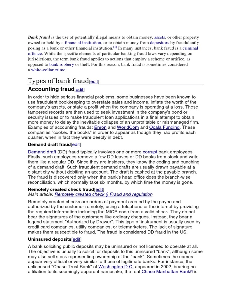 An In-Depth Examination of the Various Types and Methods of Bank Fraud ...