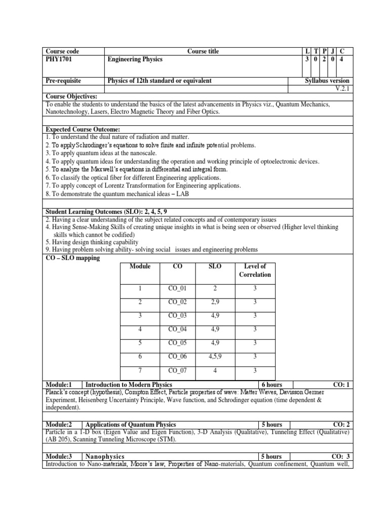PHY 1701 Engineering Physics | PDF | Laser | Diffraction