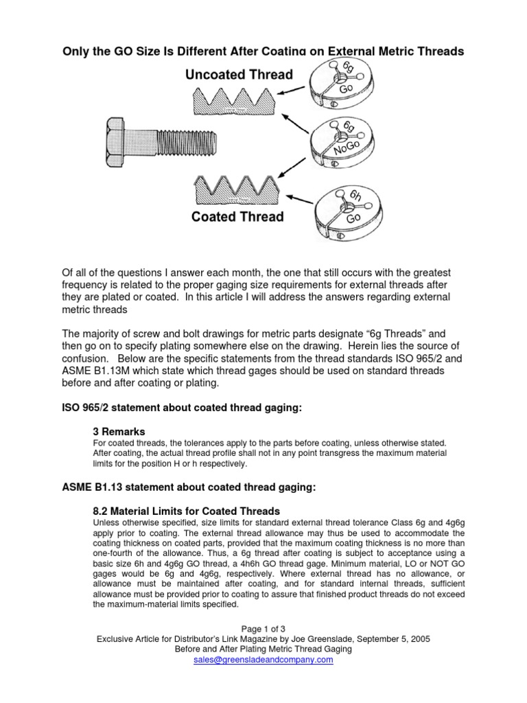 Metric Thread Gaging After Plating | PDF | Screw | Building Materials