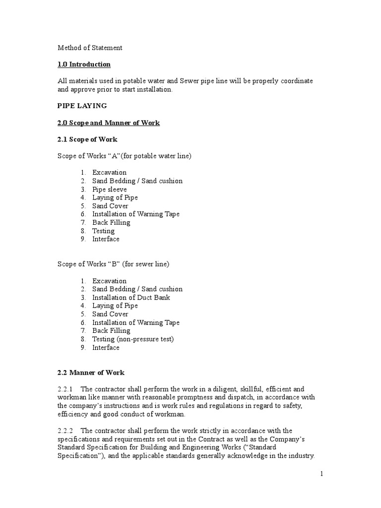 Method of Statement - Marafiq | PDF | General Contractor | Specification (Technical Standard)