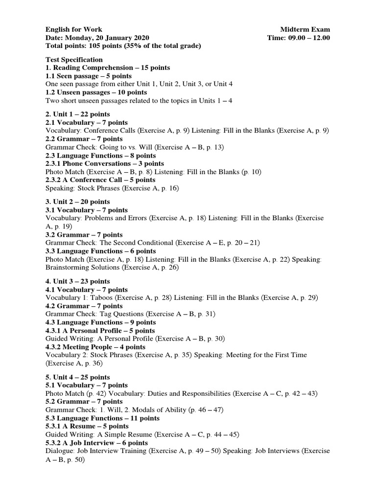 Grade 10 English Midterm Exam Guide | PDF | Language Arts & Discipline