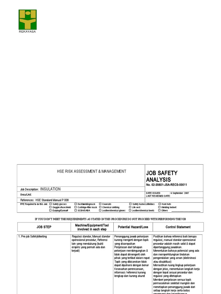 JSA Insulation | PDF