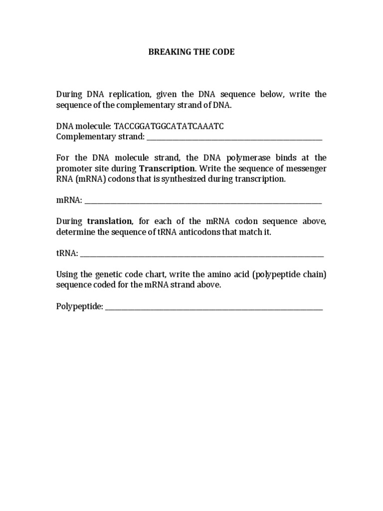 Breaking The Code | PDF | Translation (Biology) | Messenger Rna