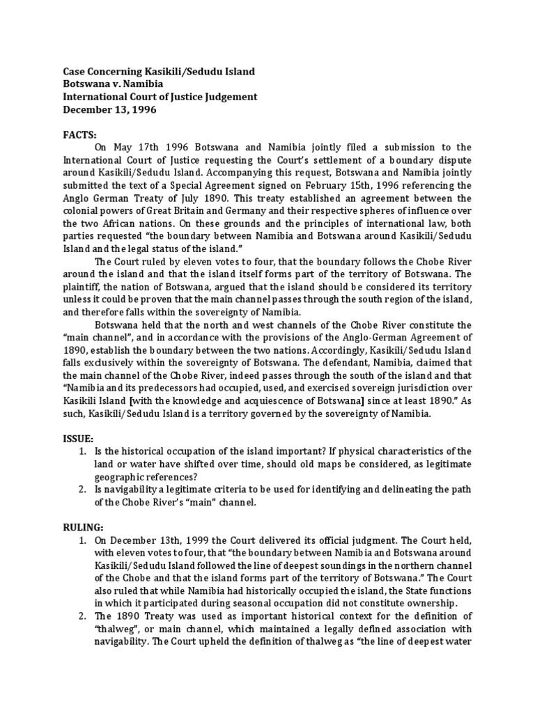 Botswana v. Namibia | PDF | International Law | International Relations