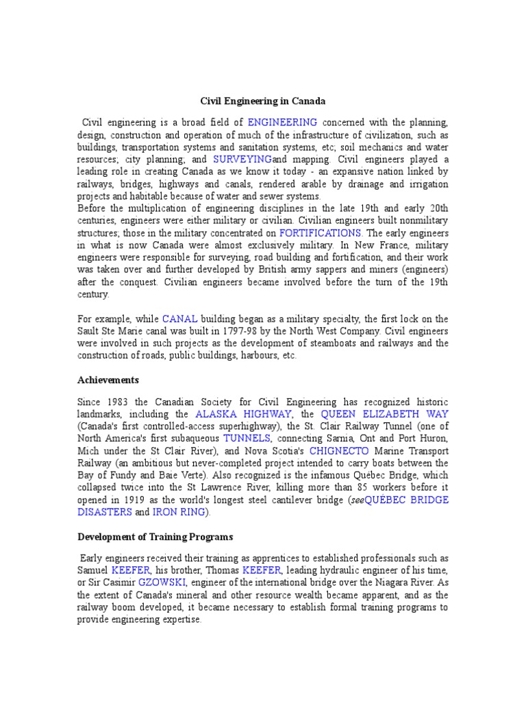 Overview of Civil Engineering in Canada | PDF | Engineering | Civil ...