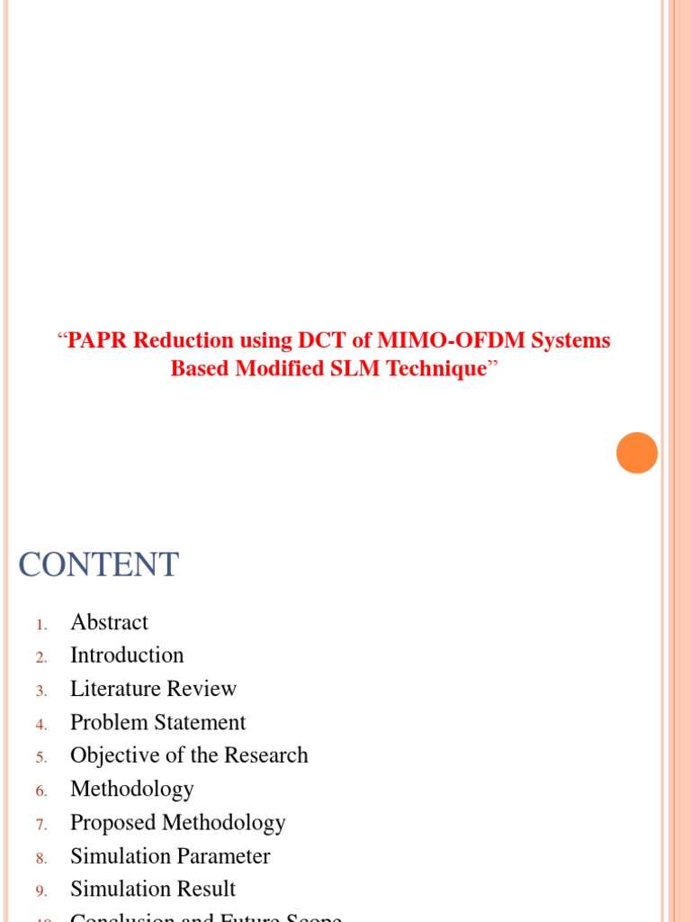 PAPR Reduction Using DCT of MIMO-OFDM Systems Based Modified SLM Technique" | PDF | Orthogonal ...