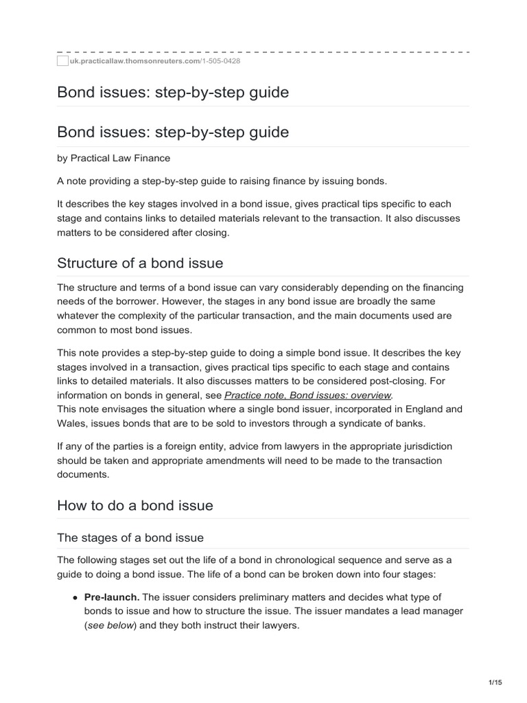 Bond Issues - Step by Step Guide | PDF | Bonds (Finance) | Credit Rating