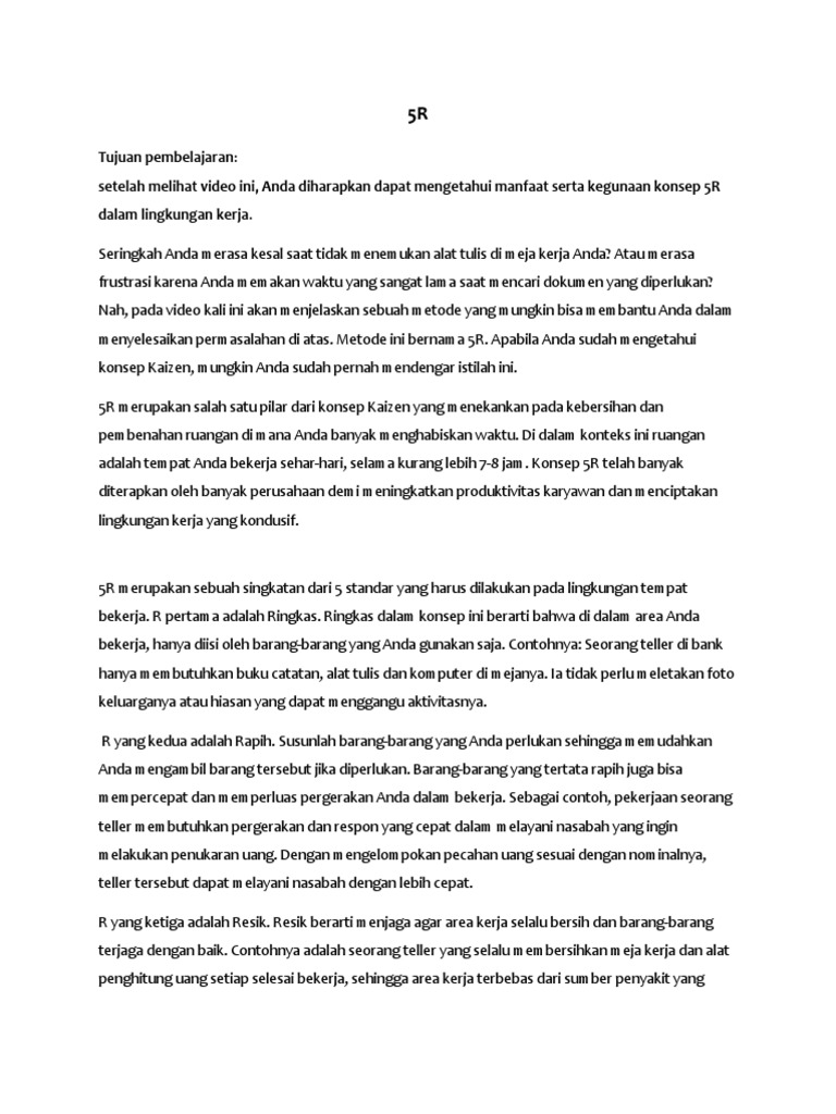 Manfaat dan Penerapan Konsep 5R | PDF