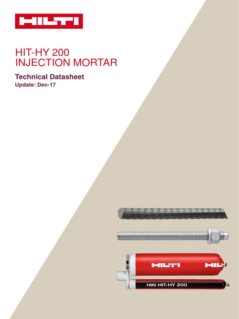 Hilti HIT-HY 200 Injection Mortar Data | PDF | Galvanization | Screw