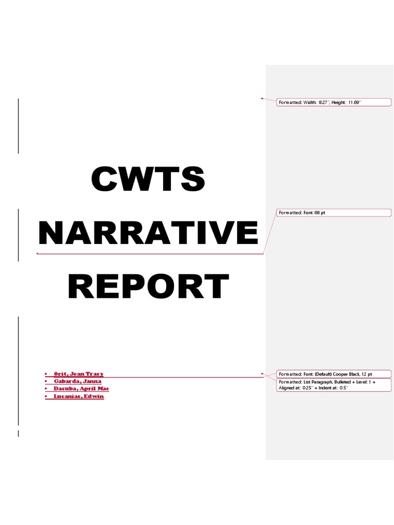 CWTS Narrative Report Overview | PDF | Entrepreneurship