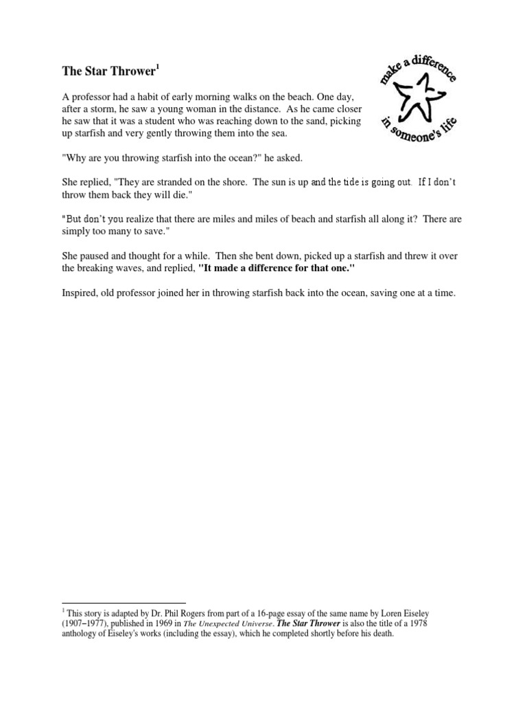 The Star Thrower: A Meaningful Tale | PDF