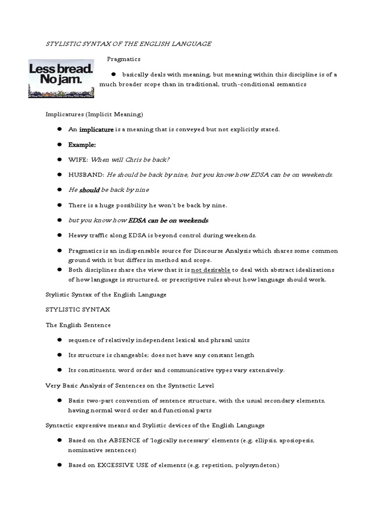 Stylistic Syntax in English Language | PDF | Semantics | Syntax
