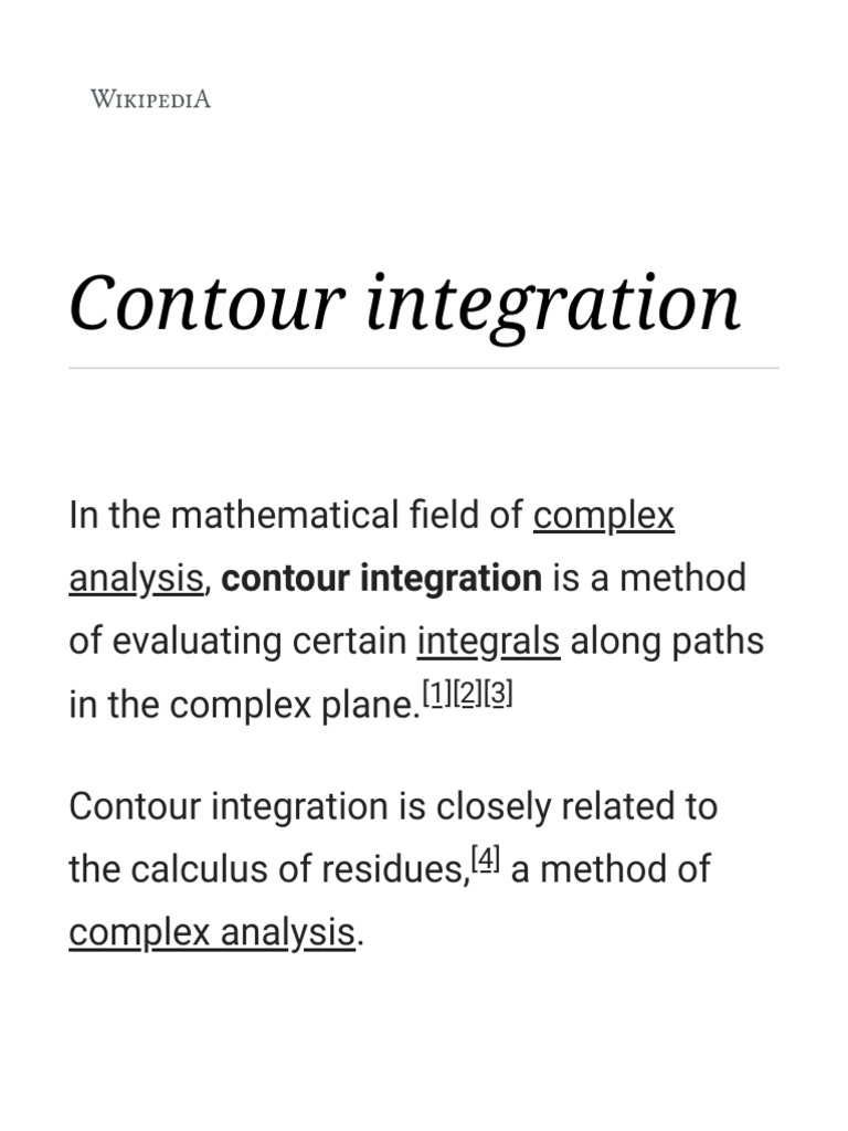 Contour Integration - Wikipedia | PDF | Integral | Mathematical Analysis