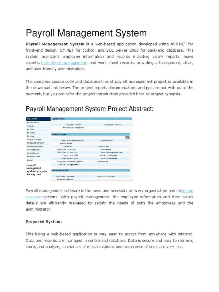 Payroll Management System PDF | PDF | Payroll | Web Application