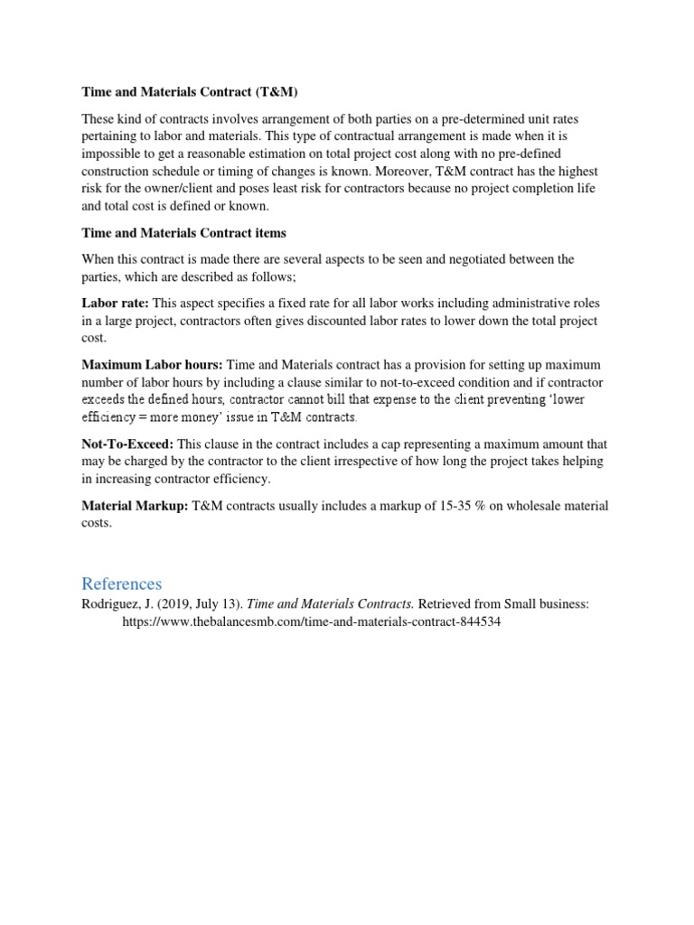 Time and Materials Contract | PDF