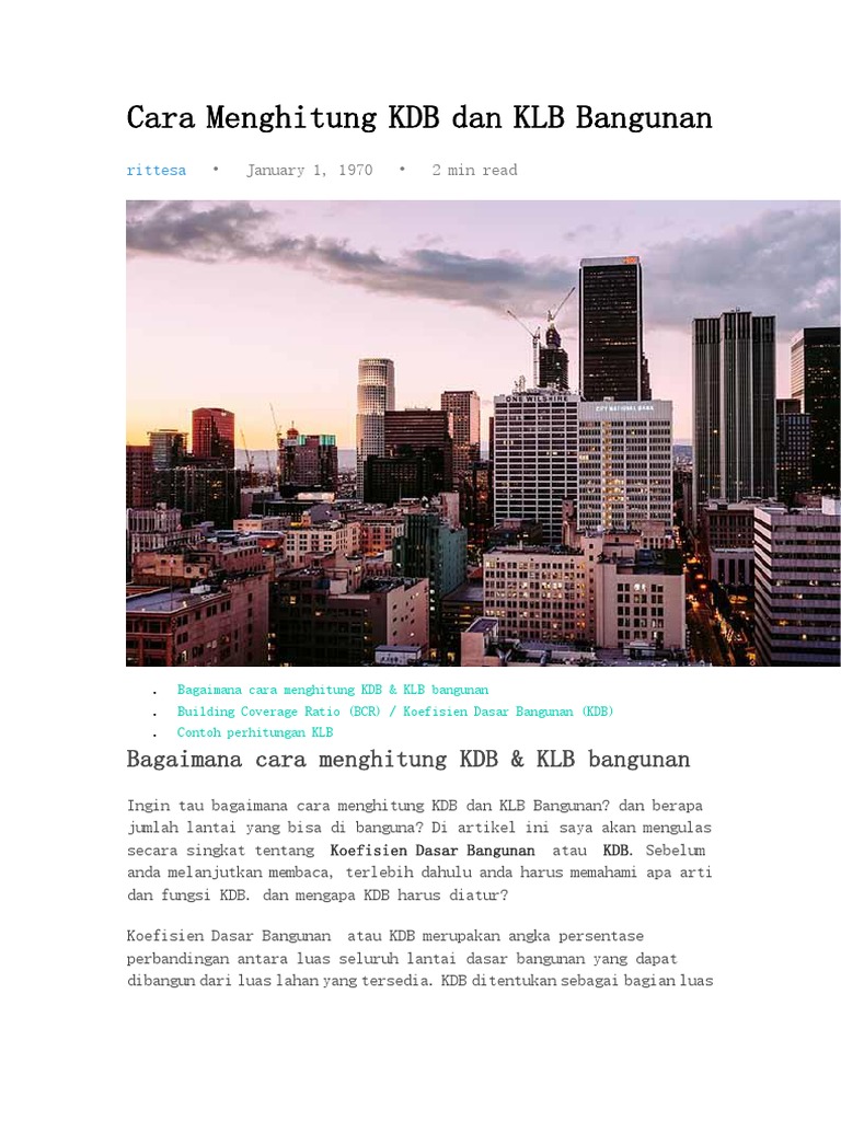 Cara Menghitung KDB Dan KLB Bangunan | PDF | Sains & Matematika
