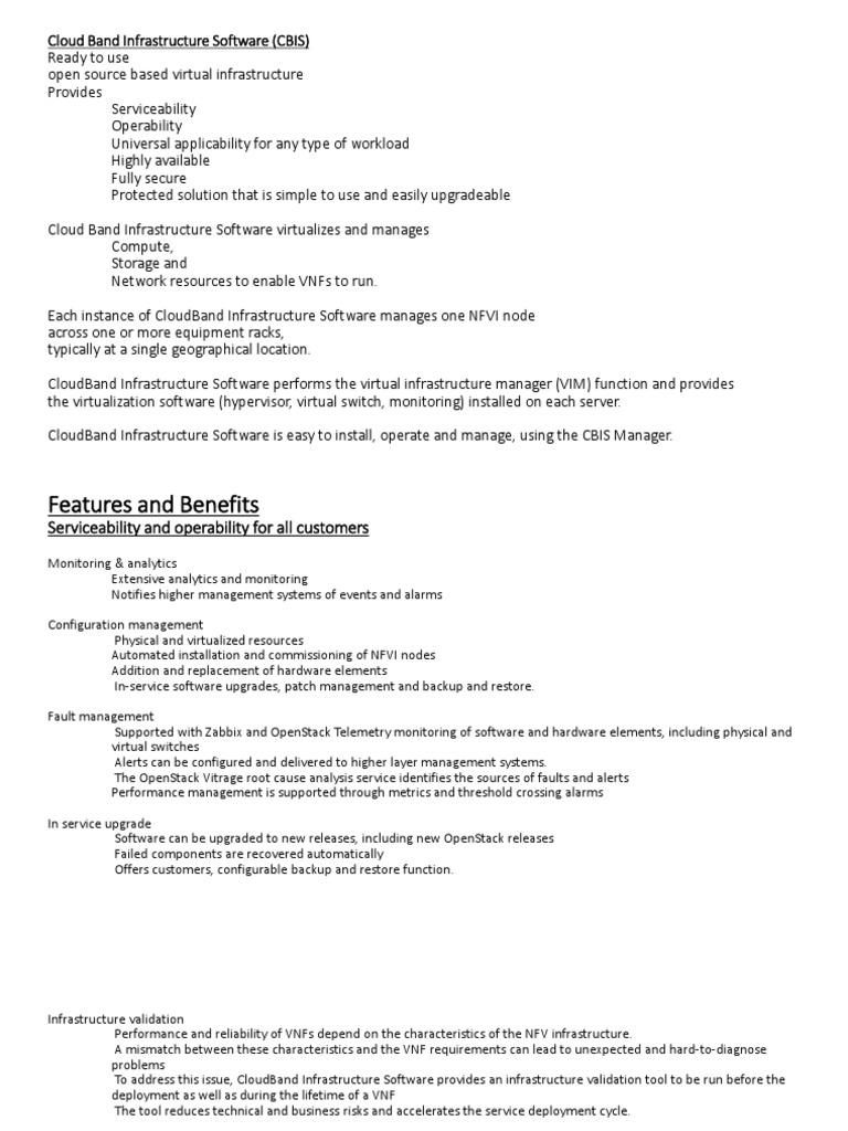 Cloud Band Infrastructure Software (CBIS) | PDF | Open Stack | Cloud ...
