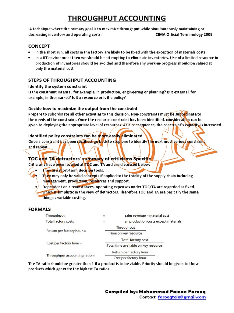 Throughput Accounting | PDF | Inventory | Business Economics