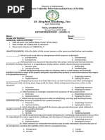 1ST Quarterly Exam Entrep 9 | PDF | Partnership | Entrepreneurship