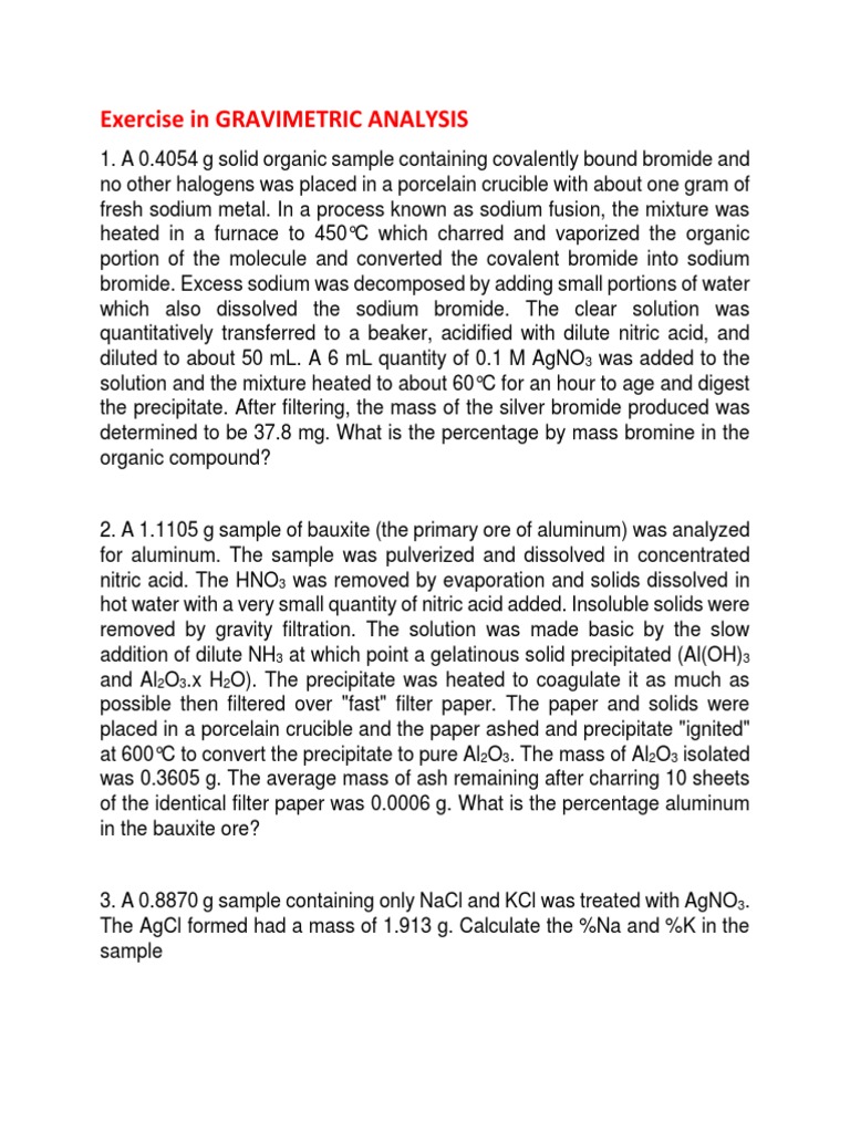 Exercise in GRAVIMETRIC ANALYSIS | PDF