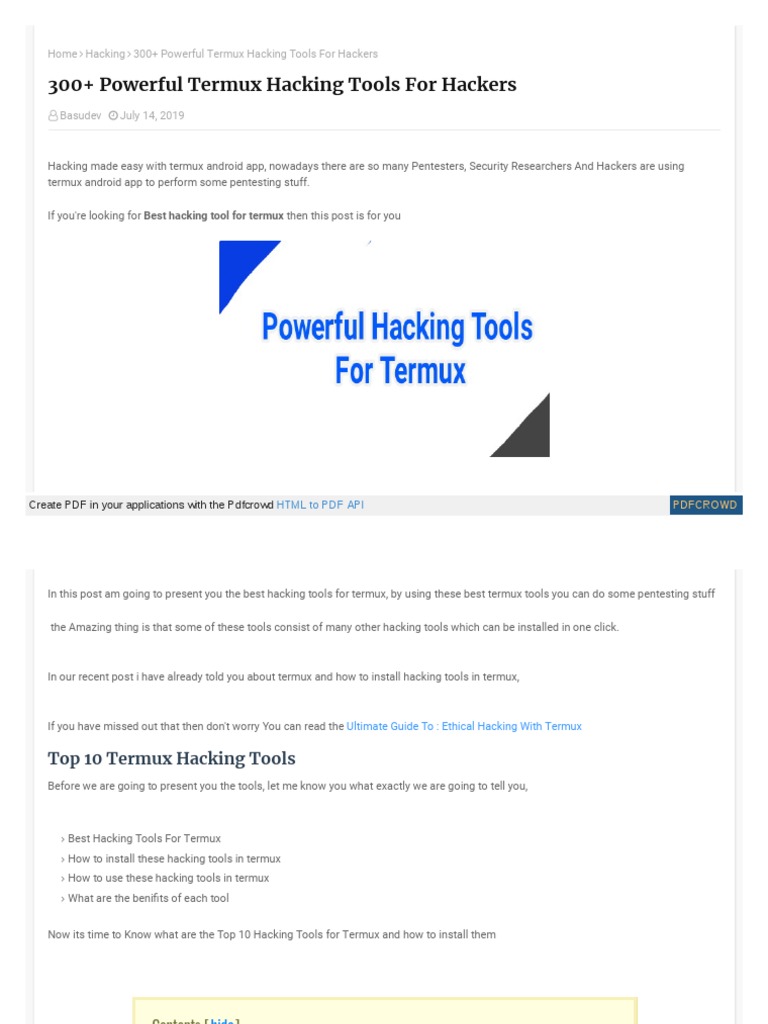 300+ Powerful Termux Hacking Tools For Hackers | PDF | Security Hacker ...