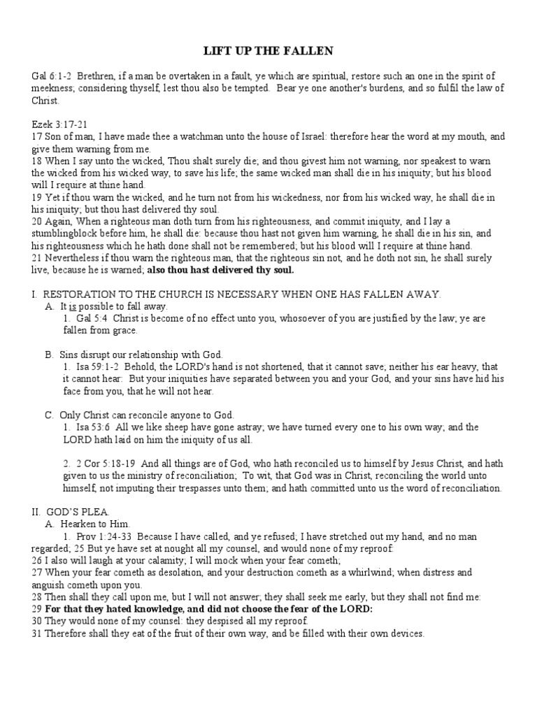Restoring the Fallen in Faith | PDF | Sermon | Sin