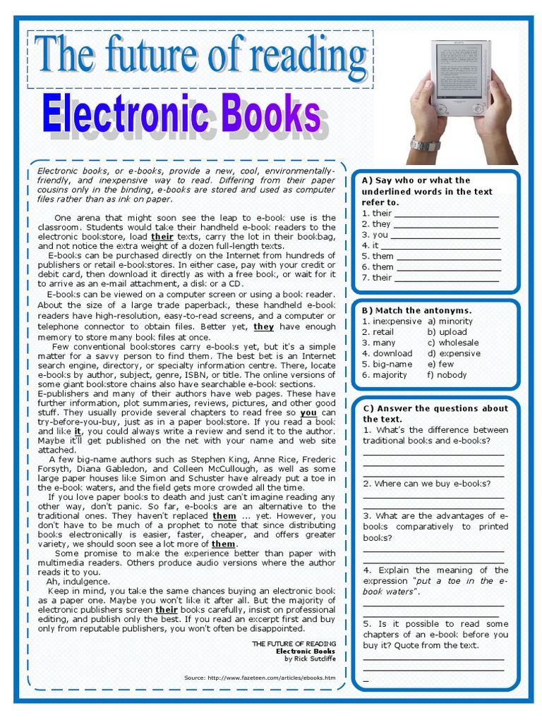 The Future of Reading Electronic Books Ebooks Reading Comprehension ...