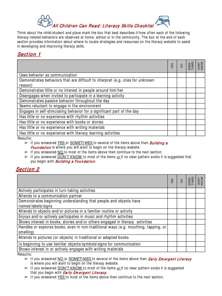Children Observation Reading Checklist | PDF | Literacy | Lesson Plan