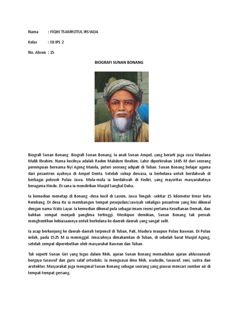 Biografi Sunan Bonang | PDF | Agama & Spiritualitas