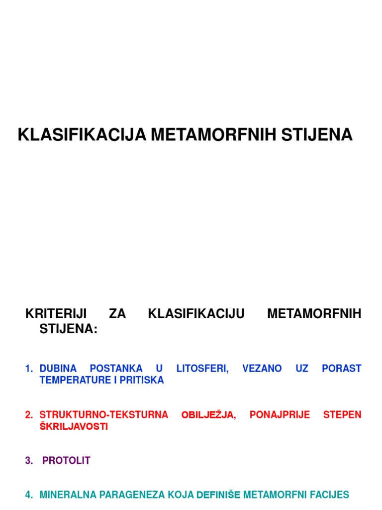 4 Klasifkacija Metamorfnih Stijena PDF | PDF