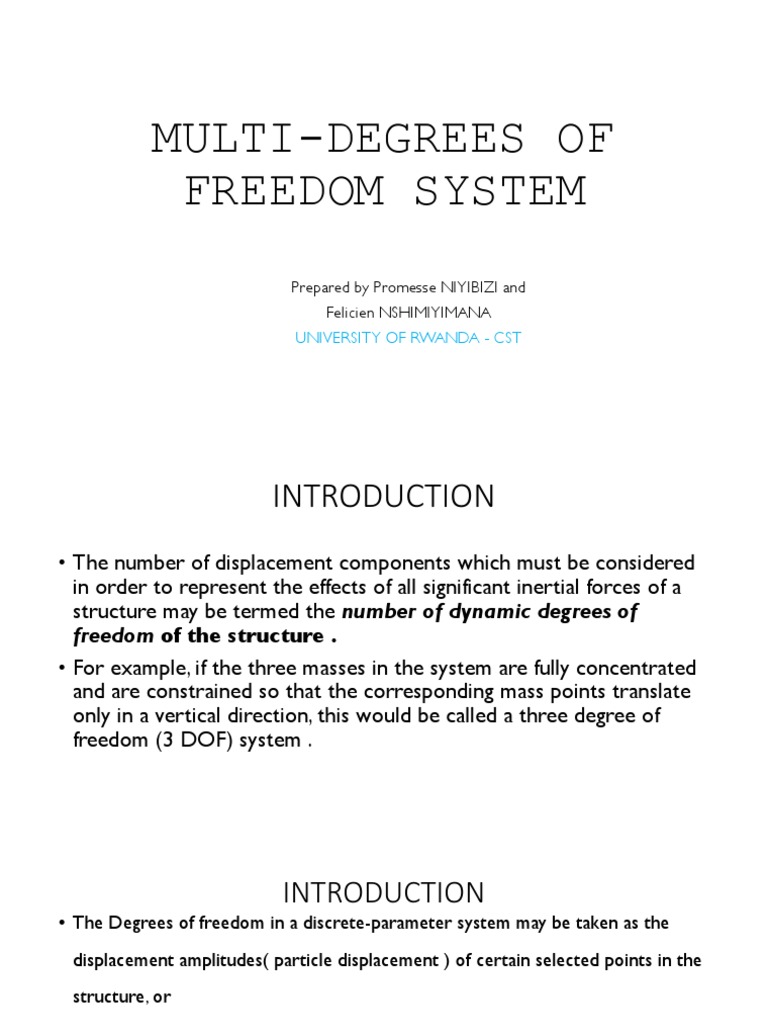 Multi-Degrees of Freedom System | PDF | Equations Of Motion | Force