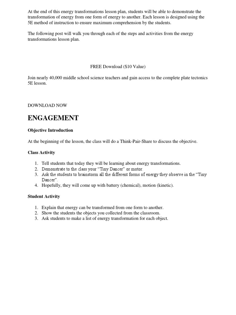 Energy | PDF | Lesson Plan | Psychological Concepts