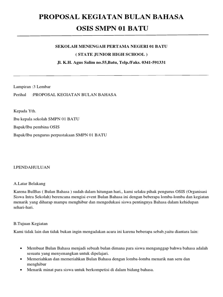 Proposal Kegiatan Bulan Bahasa | PDF