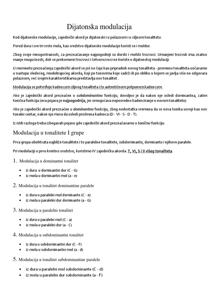 Dijatonska Modulacija I Grupa | PDF