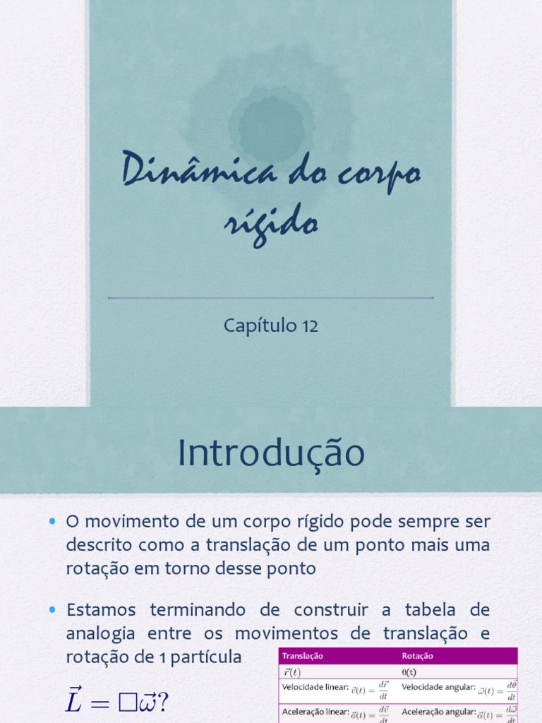 Dinâmica Do Corpo Rigido | Download grátis PDF | Rotação | Torque