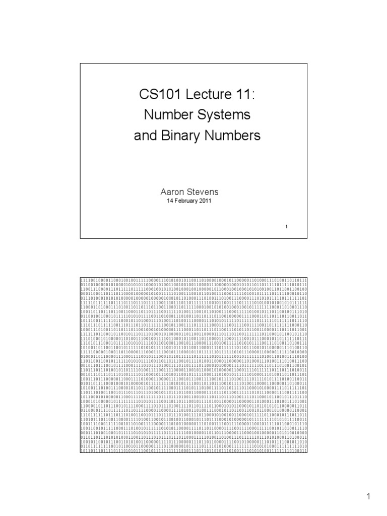 CS101 Lect11 BinaryNumbers PDF | PDF | Numbers | Bit