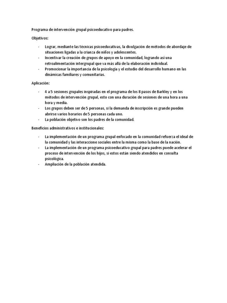 Programa Psicoeducativo para Padres | PDF | Crecimiento personal y profesional | Relaciones ...