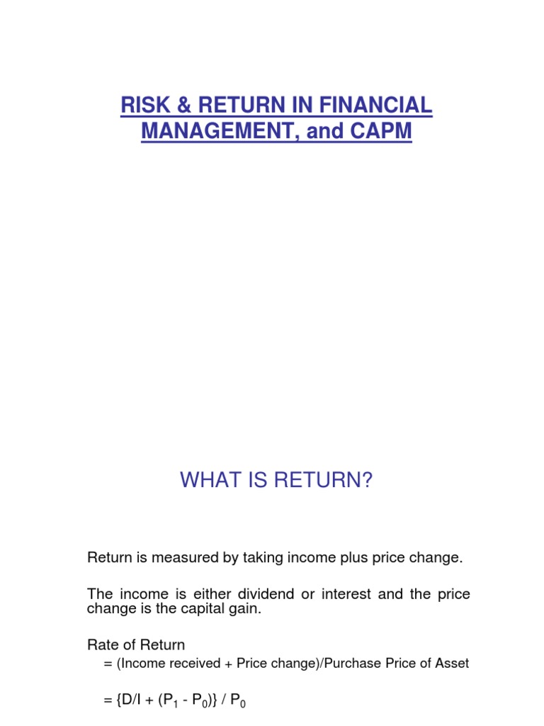 Risk & Return and Capm | PDF | Beta (Finance) | Capital Asset Pricing Model
