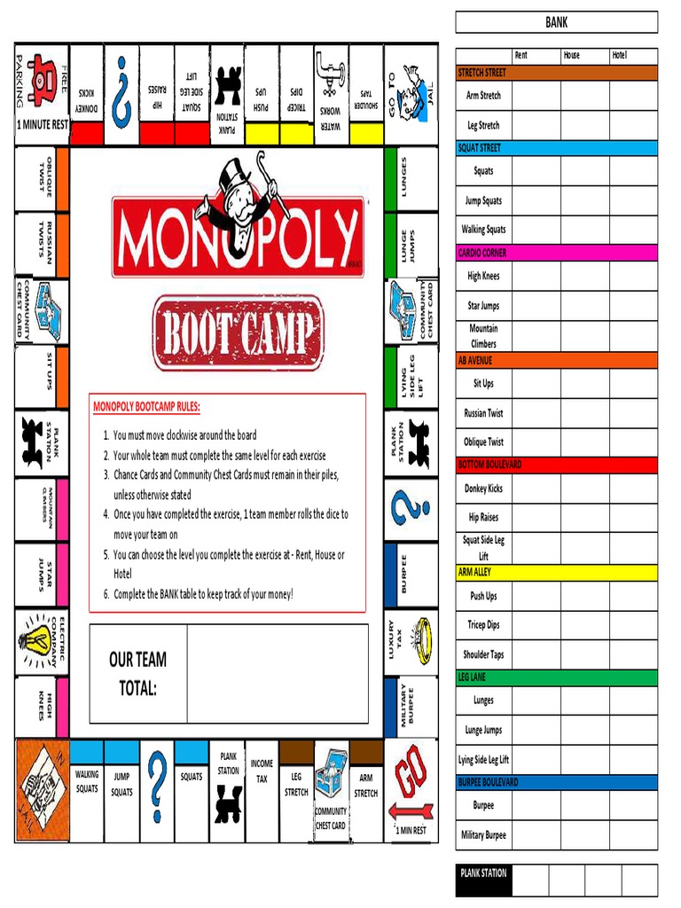 Fitness Monopoly PE Lesson Plan | PDF | Recreation | Sports