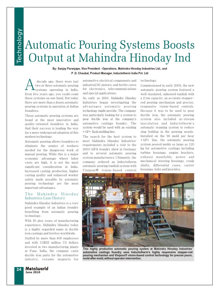 Automatic Metal Pouring PDF | PDF | Foundry | Casting (Metalworking)