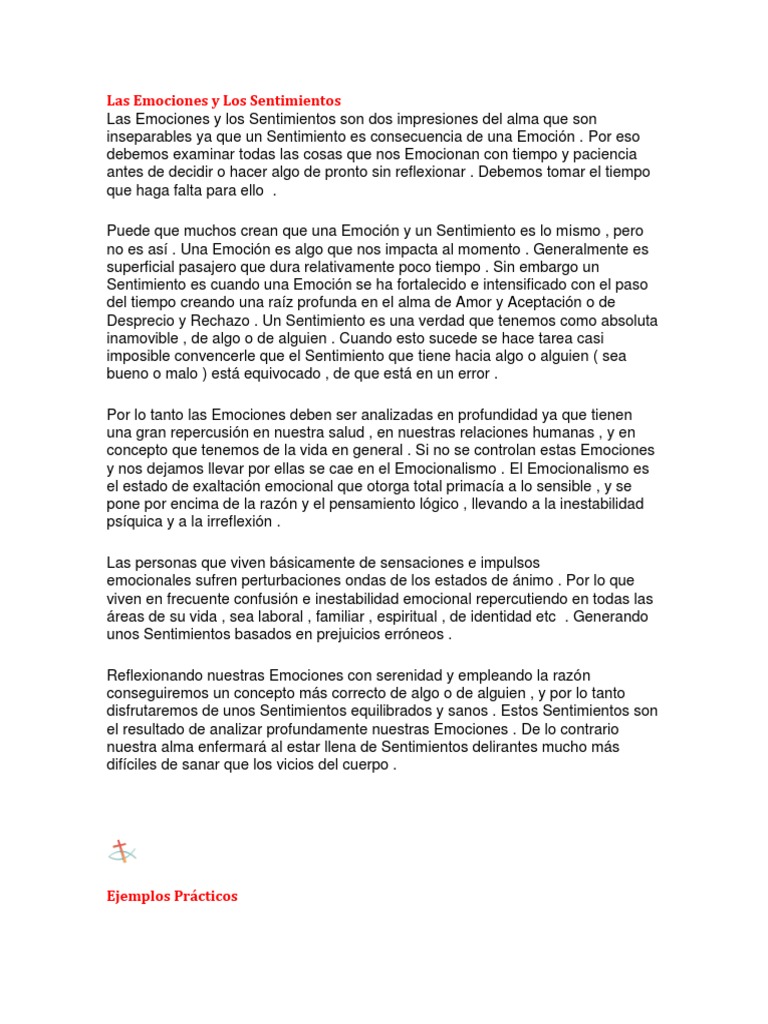 Las Emociones Y Los Sentimientos Pdf Alma Amor