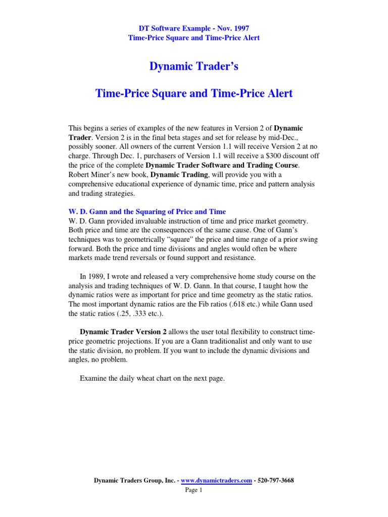 Dynamic Trader Software Example Shows Time-Price Squares and Alerts | PDF | Day Trading | Market ...