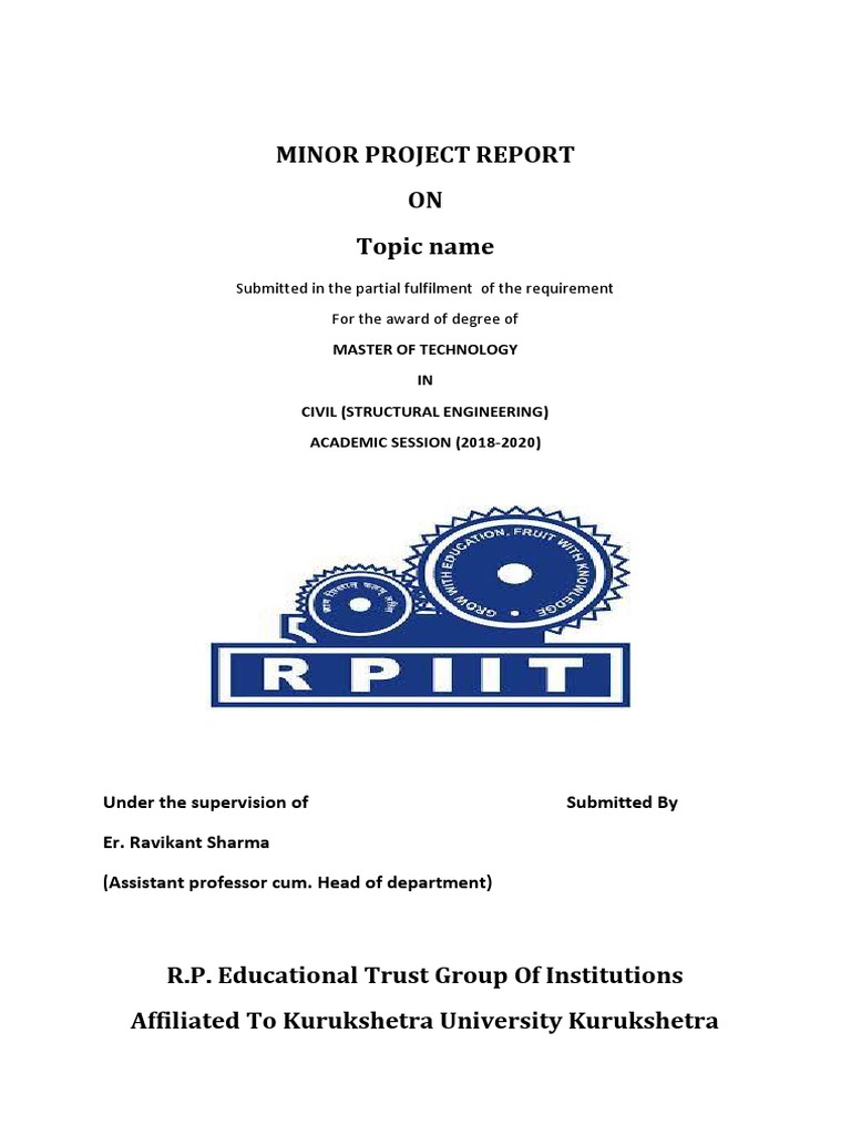 Minor Project Report of Mtech Format | PDF | Vocational Education | Learning