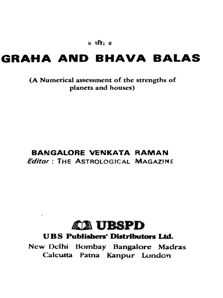 B.V.Raman Graha and Bhava Balas PDF | PDF