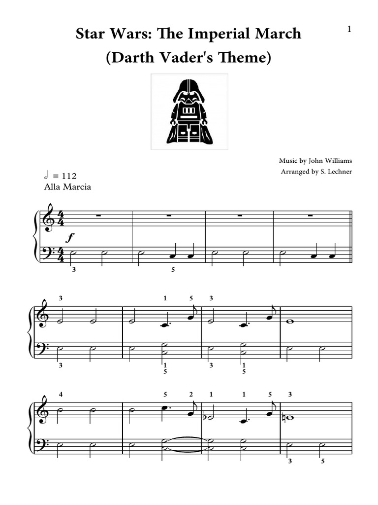 Star Wars Imperial March Big Note Easy Piano in E Minor | PDF | Leisure