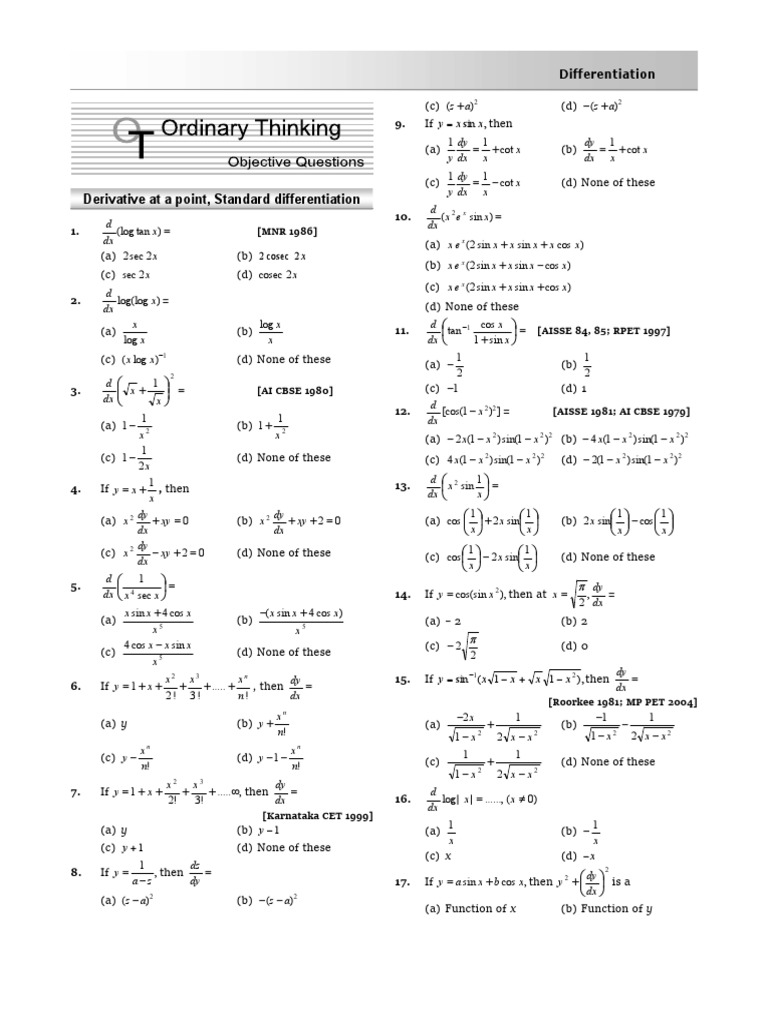 Differentiation Question Final | PDF | Complex Analysis | Division ...