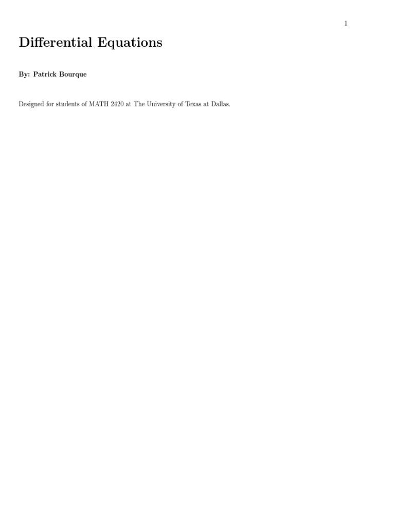 Differential Equations Book Math 2420 Resources1 PDF | PDF ...