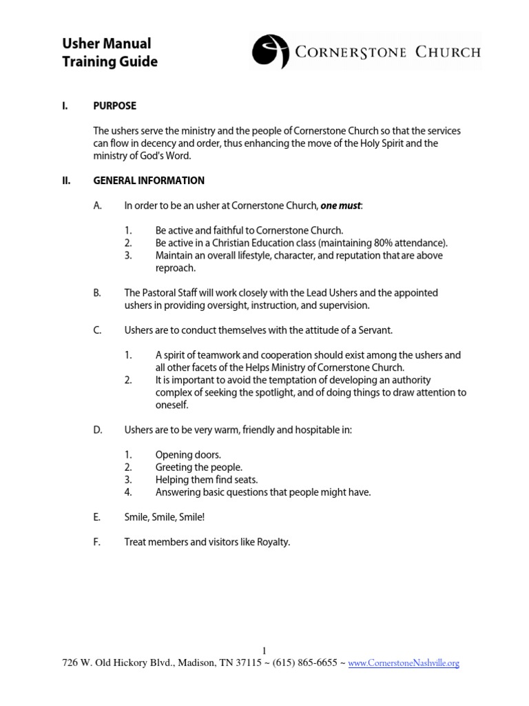 Usher Manual | PDF | Prayer | Religious Behaviour And Experience