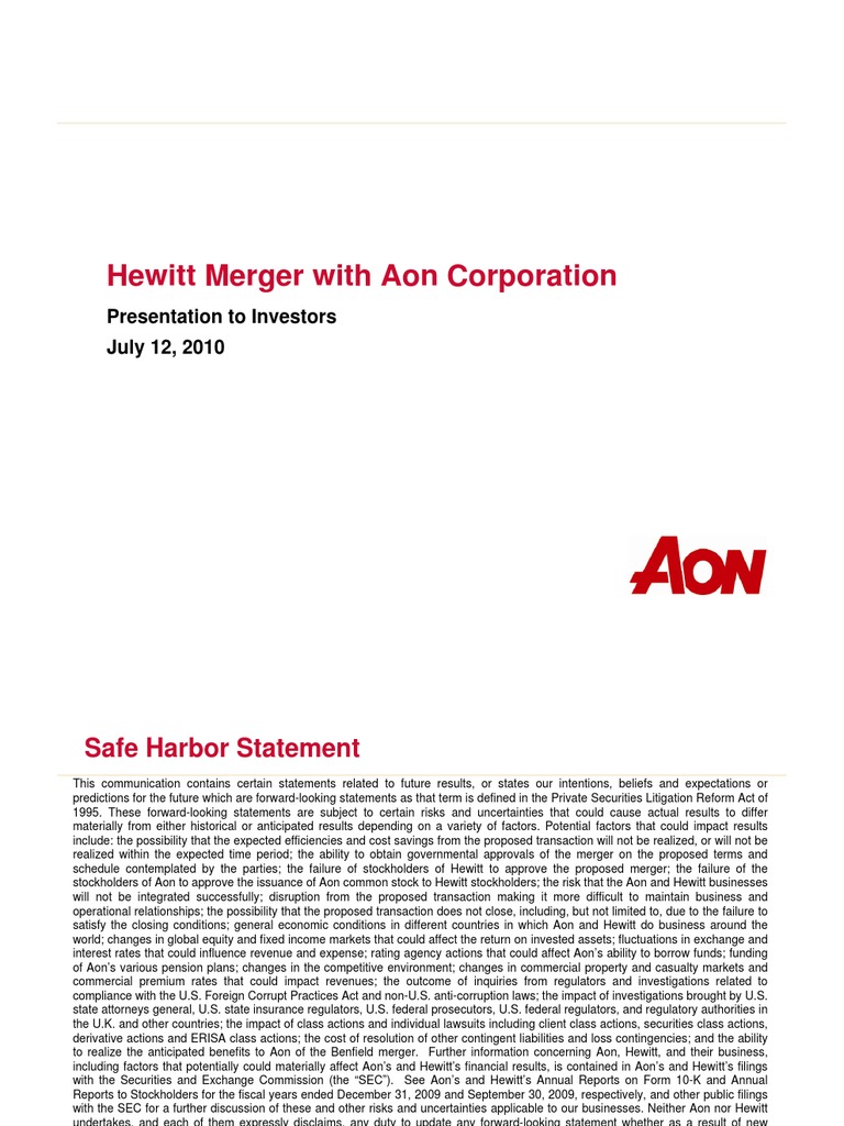 Aon Hewitt Presentation Final | PDF | Mergers And Acquisitions | U.S ...